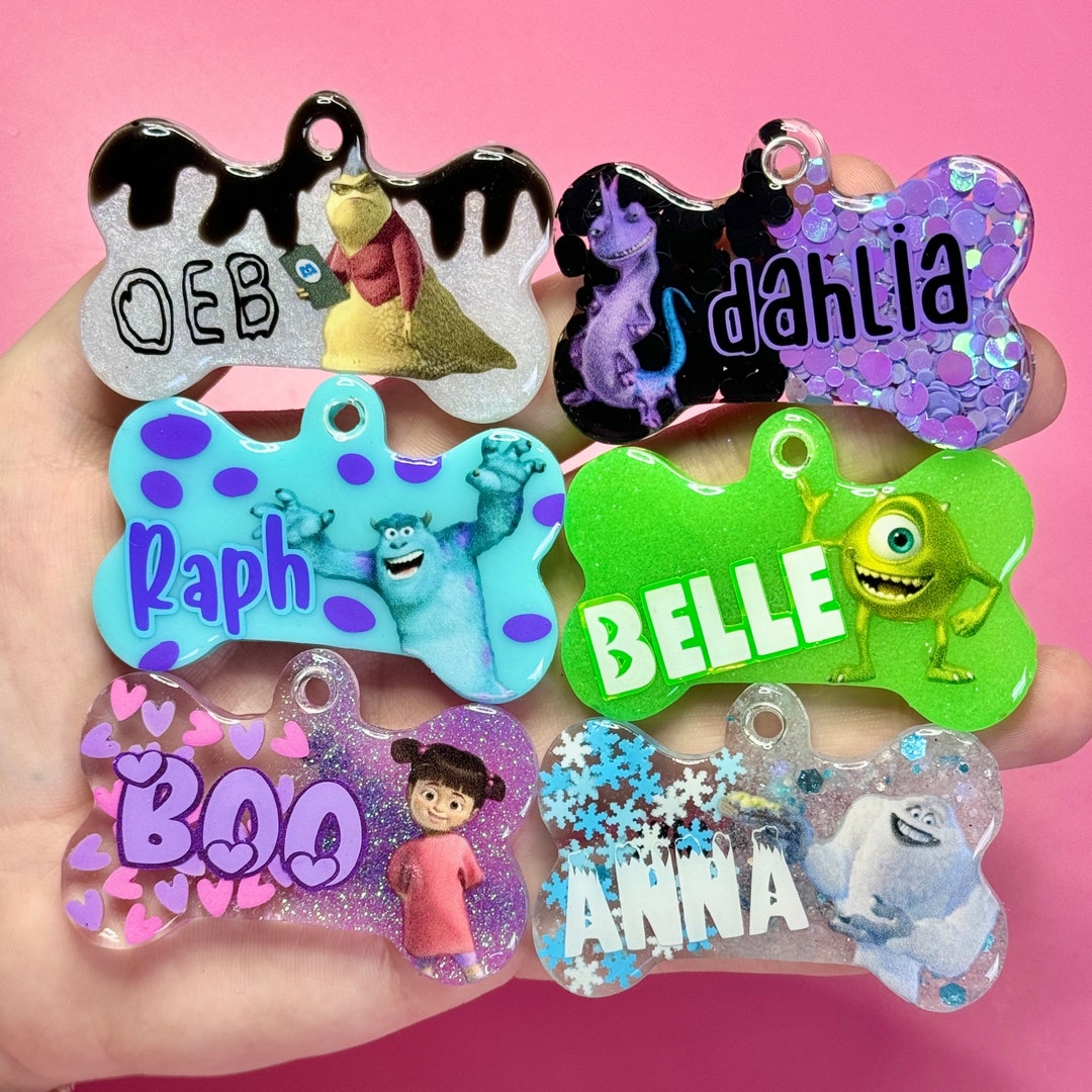 Monsters Inc | Resin Dog Tag | Handmade ID Collar Charm | Personalised ...