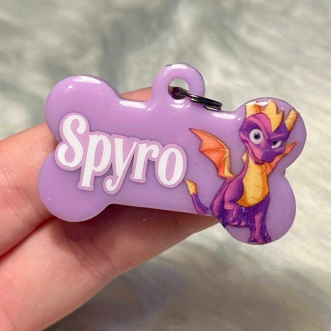 Spyro Resin Dog Tag Handmade ID Collar Charm Personalised Pet Name ...