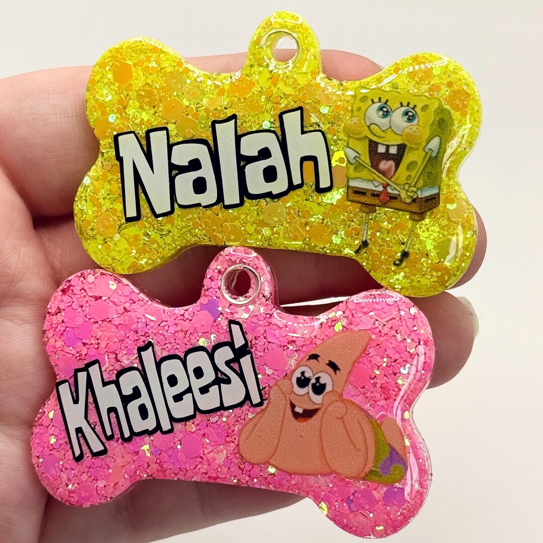 Spongebob Patrick Star Resin Dog Tag Handmade ID Collar Charm ...
