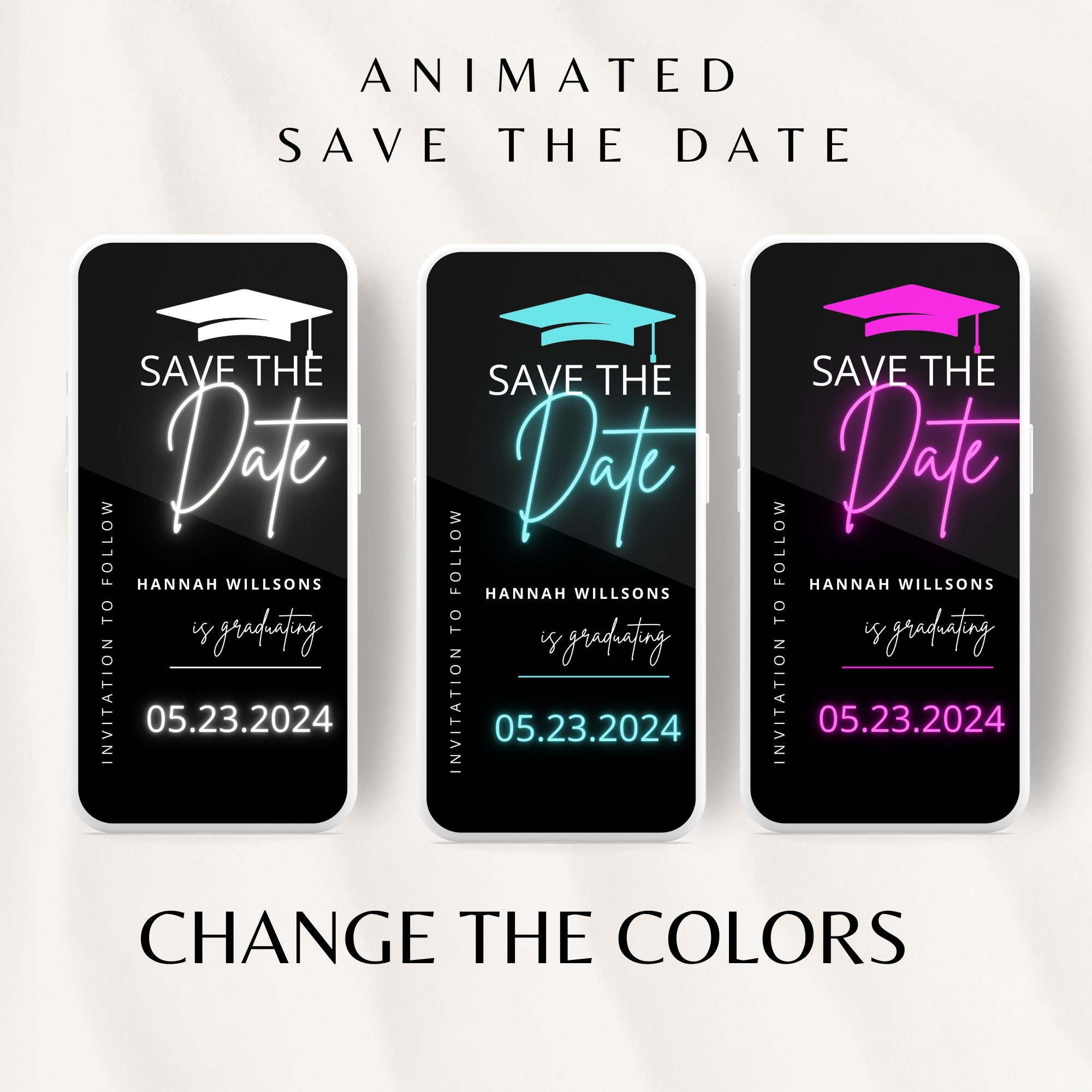 Save the Date, Animated Graduation Save the Date, Graduation Party ...