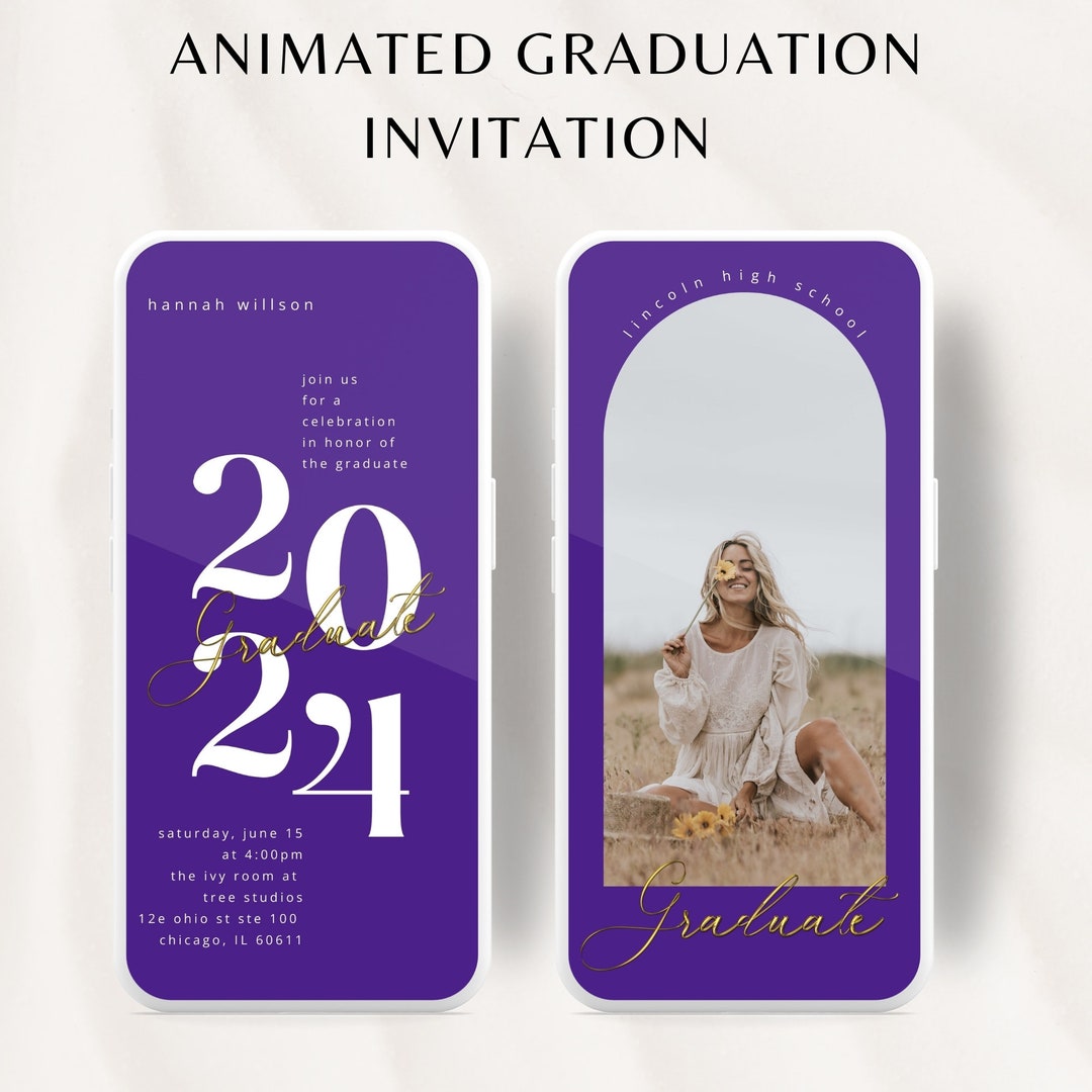 Purple Graduation Invitation Template 2024, College Graduation ...