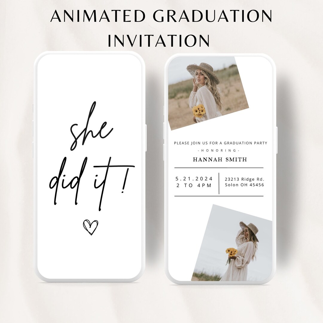 Animated Modern Graduation Invitation, Simple Graduation Party ...