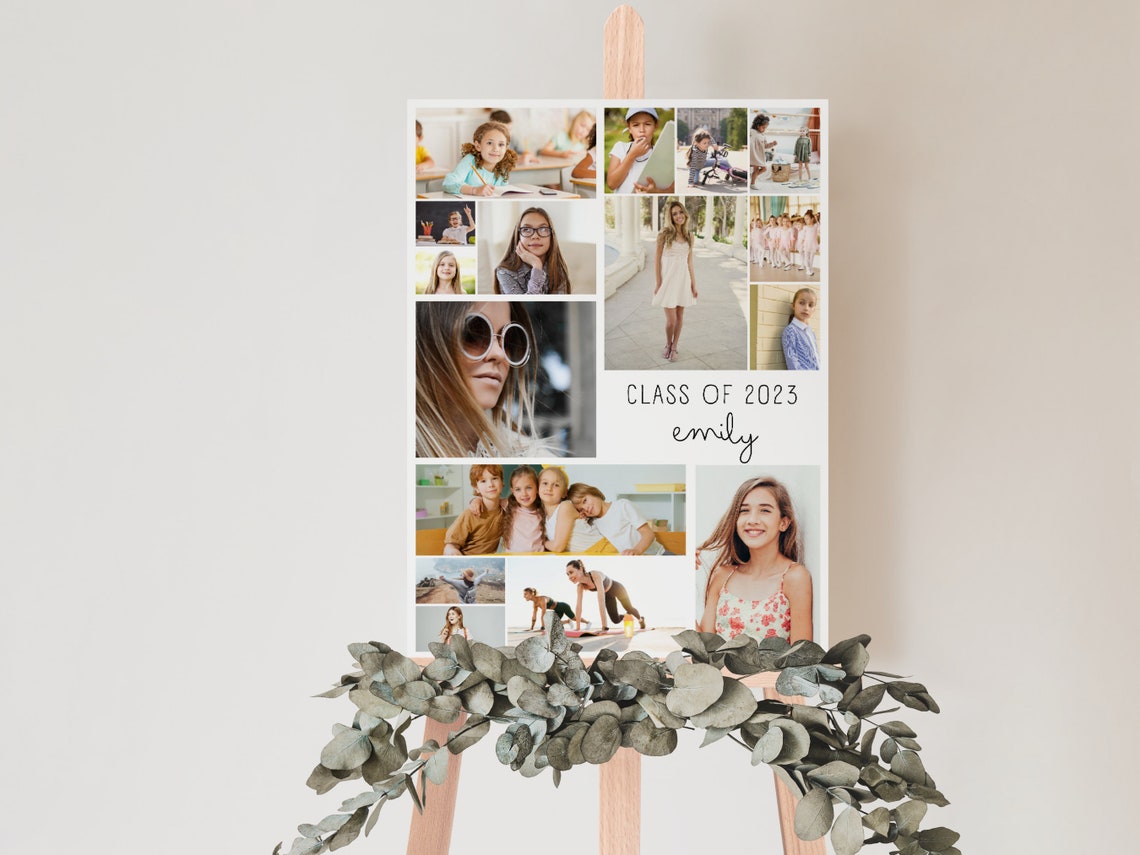 Graduation Photo Collage Template, Through the Years Sign, Class of ...