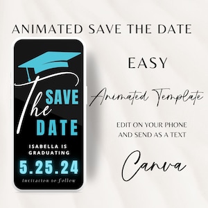 Graduation Save the Date Template for Texting, Save the Date Text Message, Canva Template ...