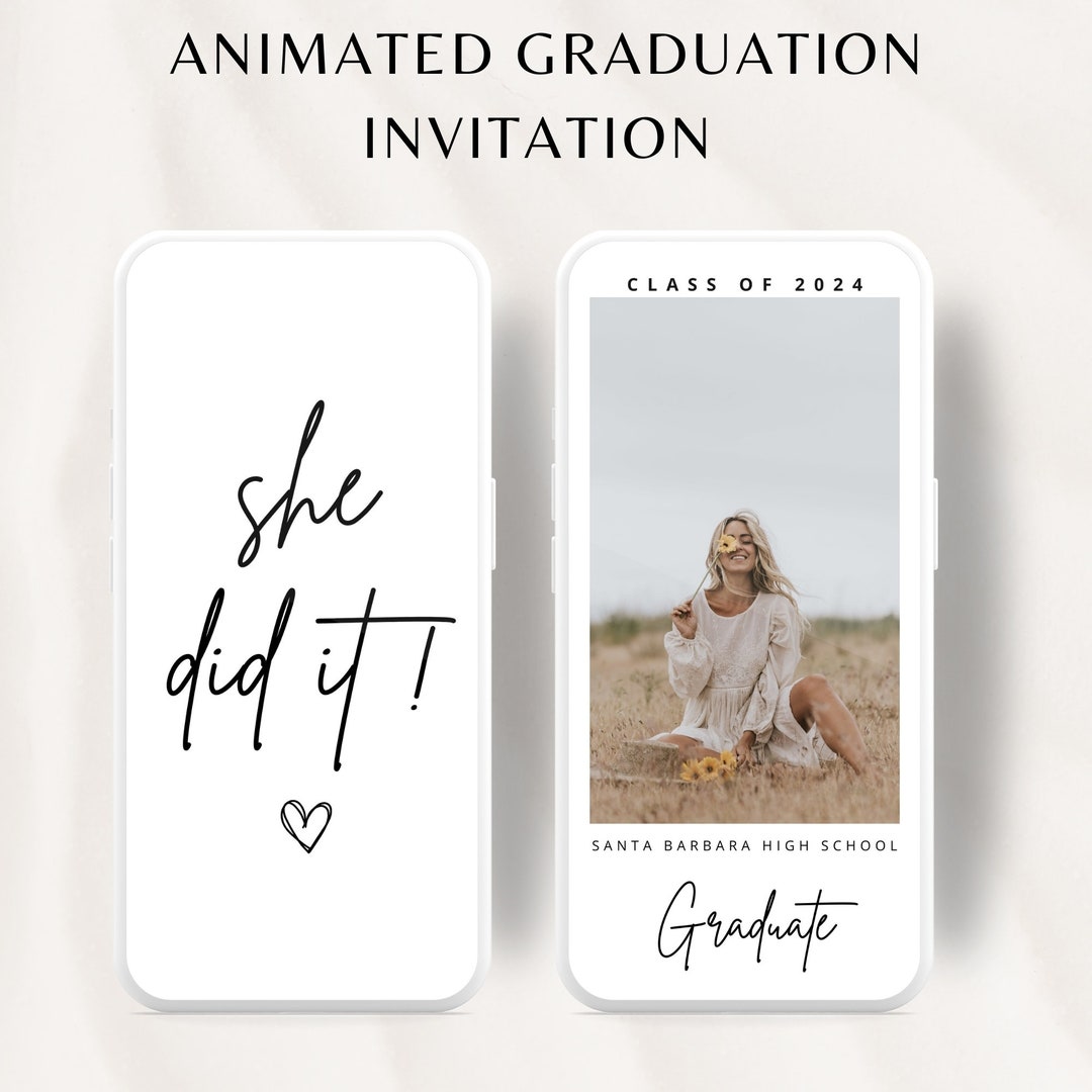 Animated Modern Graduation Invitation, Simple Graduation Party ...