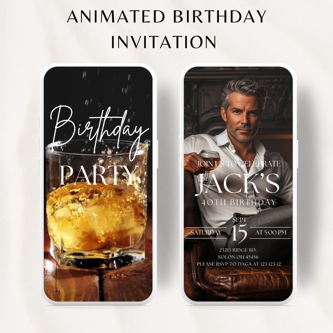 Animated Birthday Invitation Template With Photo Brunch Party Men ...