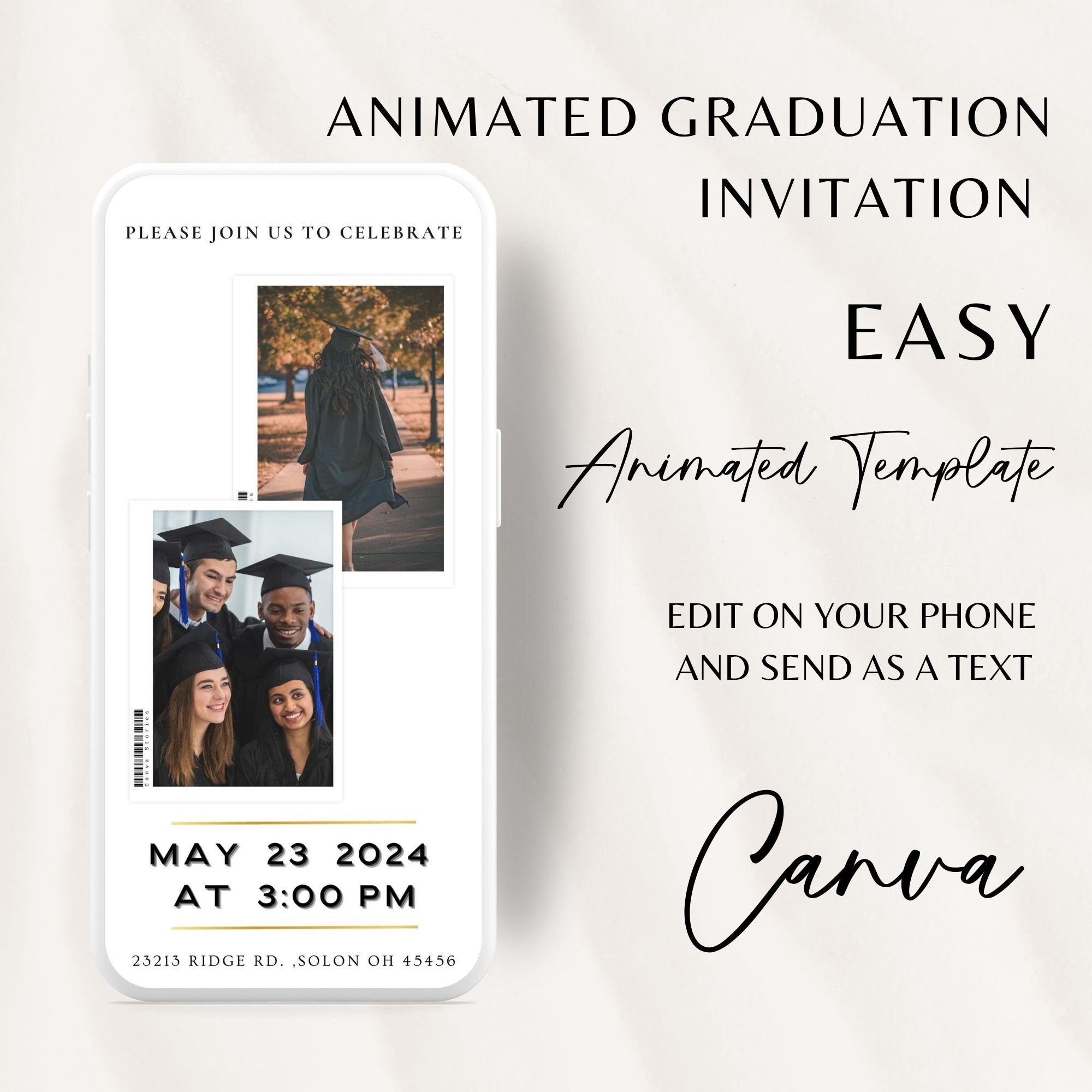 Modern Graduation Invitation Template, Simple Graduation Invitation ...