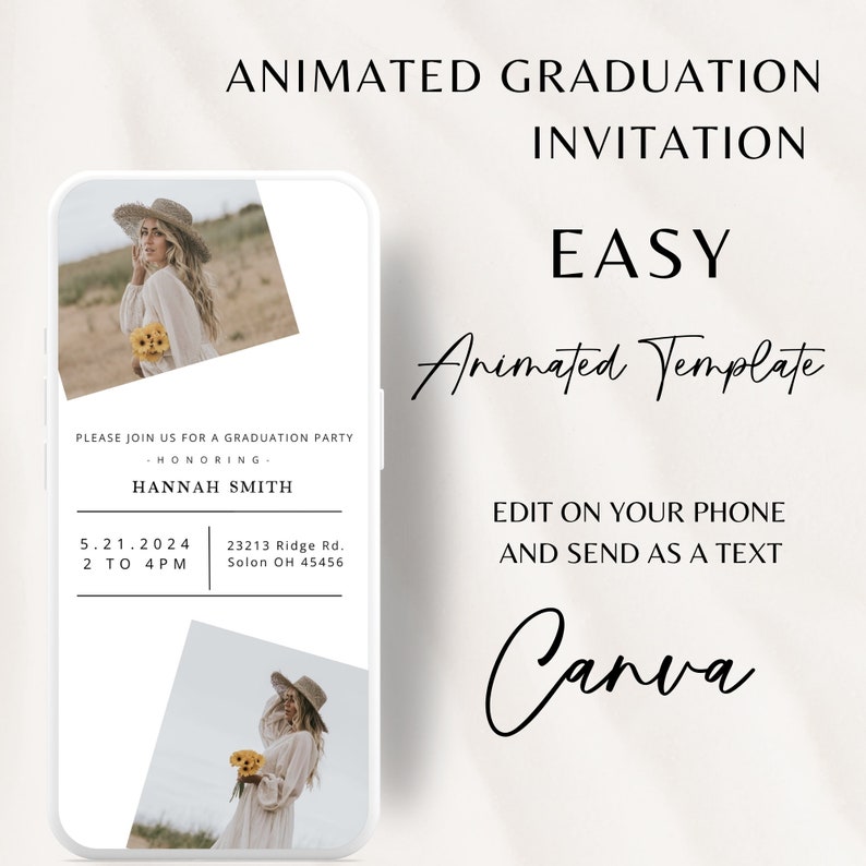 Animated Modern Graduation Invitation, Simple Graduation Party ...