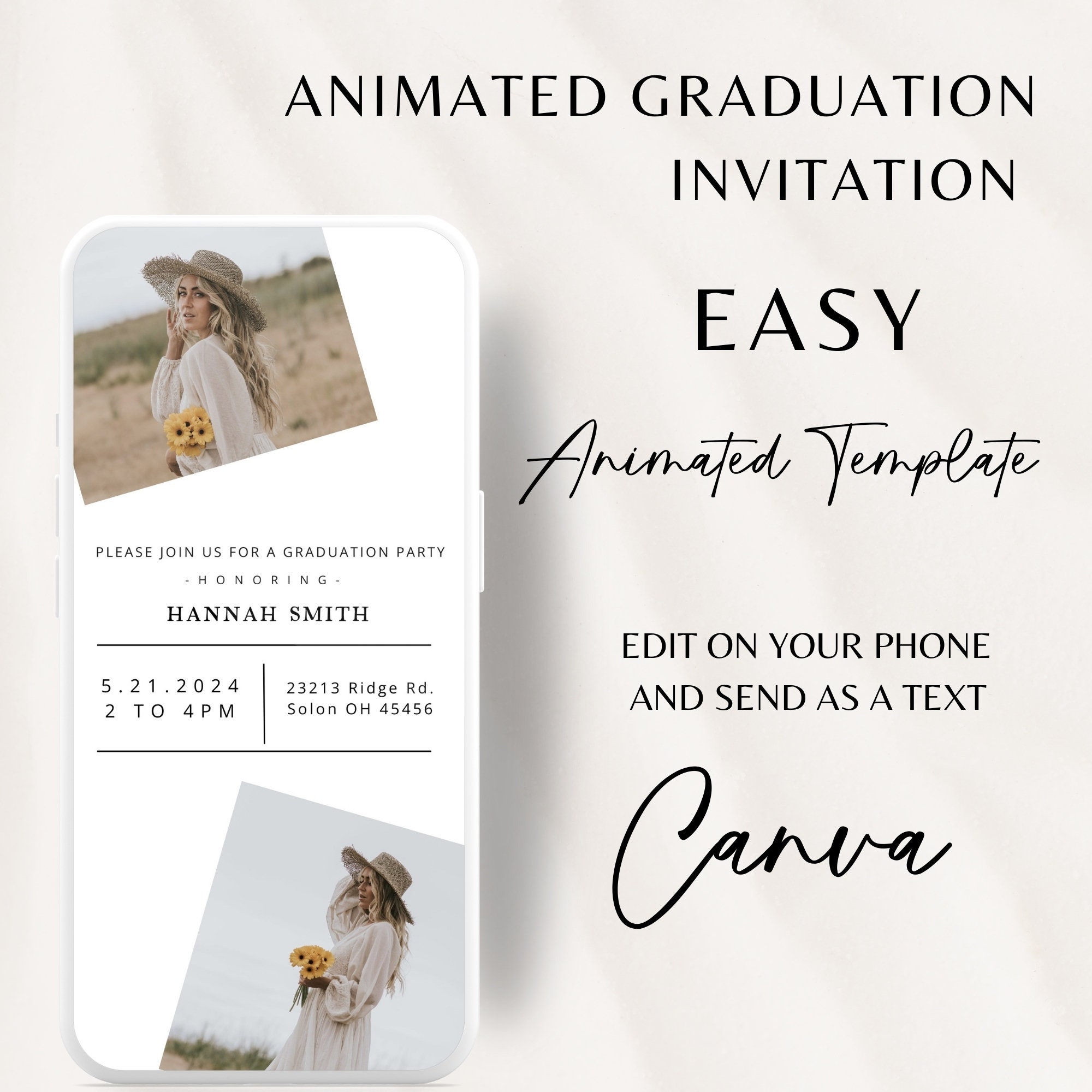 Animated Modern Graduation Invitation, Simple Graduation Party ...