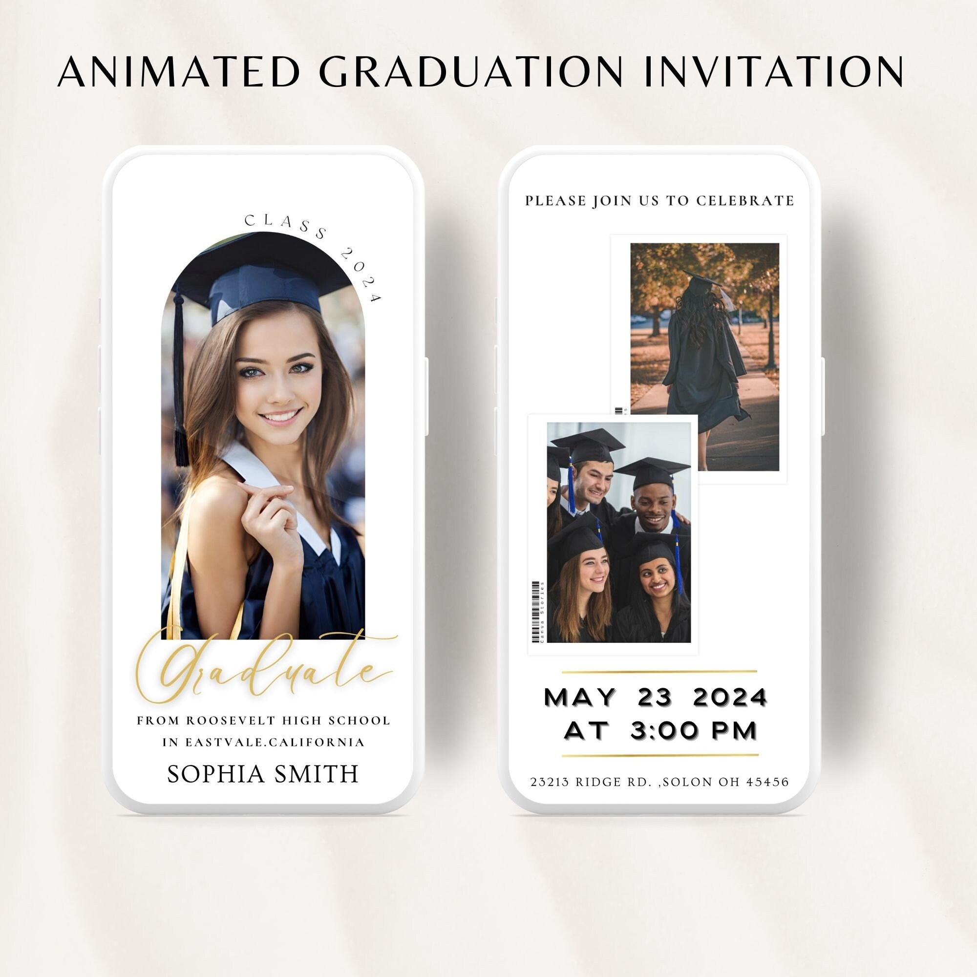 Modern Graduation Invitation Template, Simple Graduation Invitation ...