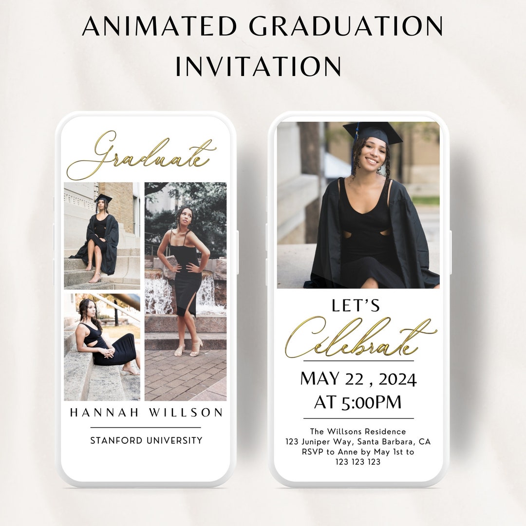 Gold Graduation Invitation Template 2024, College Graduation ...