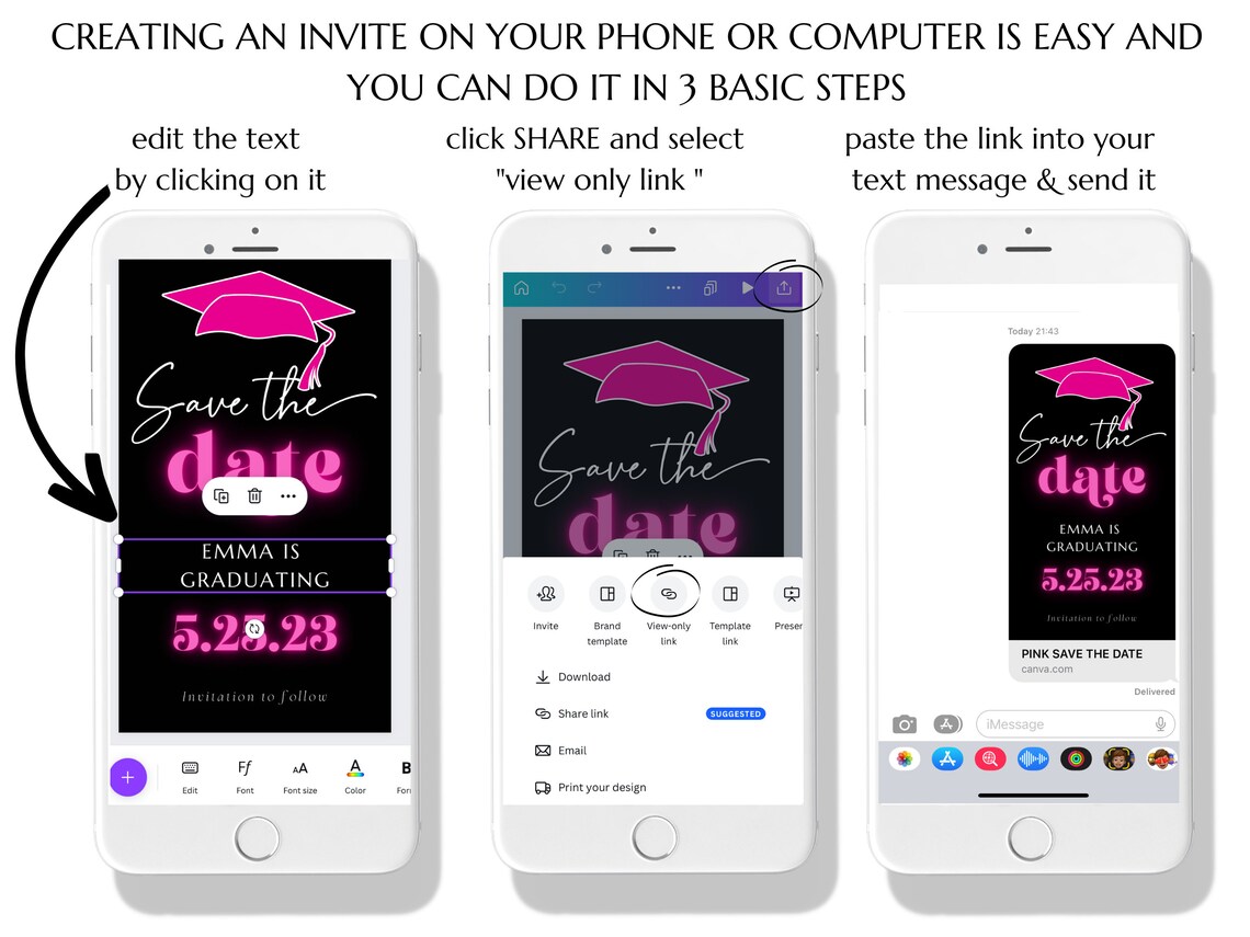 Gold Graduation Save the Date Template Save the Date Text - Etsy