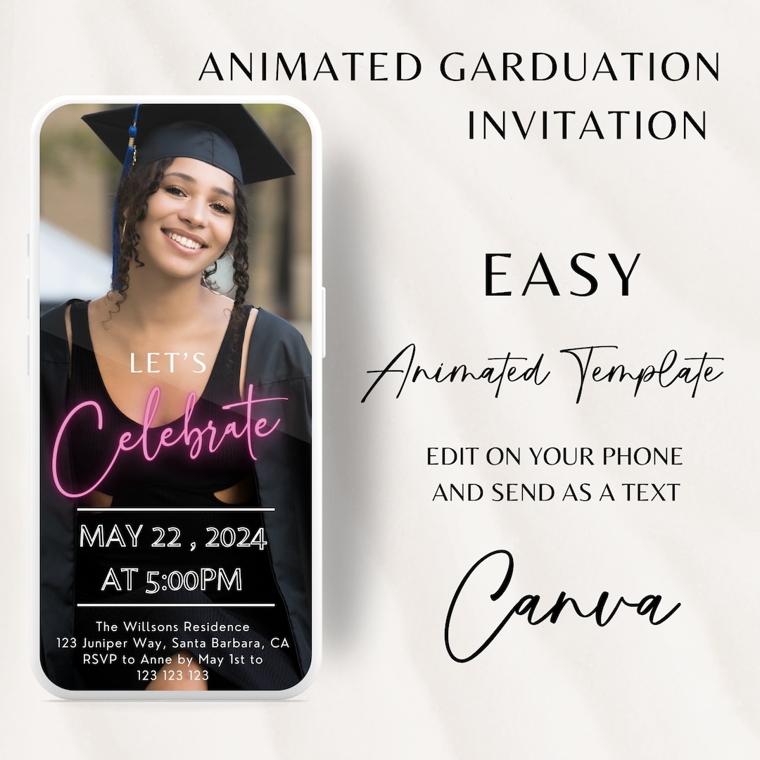Animated Graduation Invitation Template, College Graduation Invitation ...