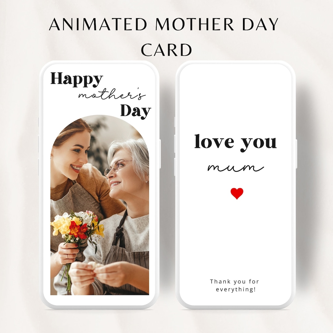 Mother's Day Animated Card, Happy Mother's Day, Gift for Mum ...