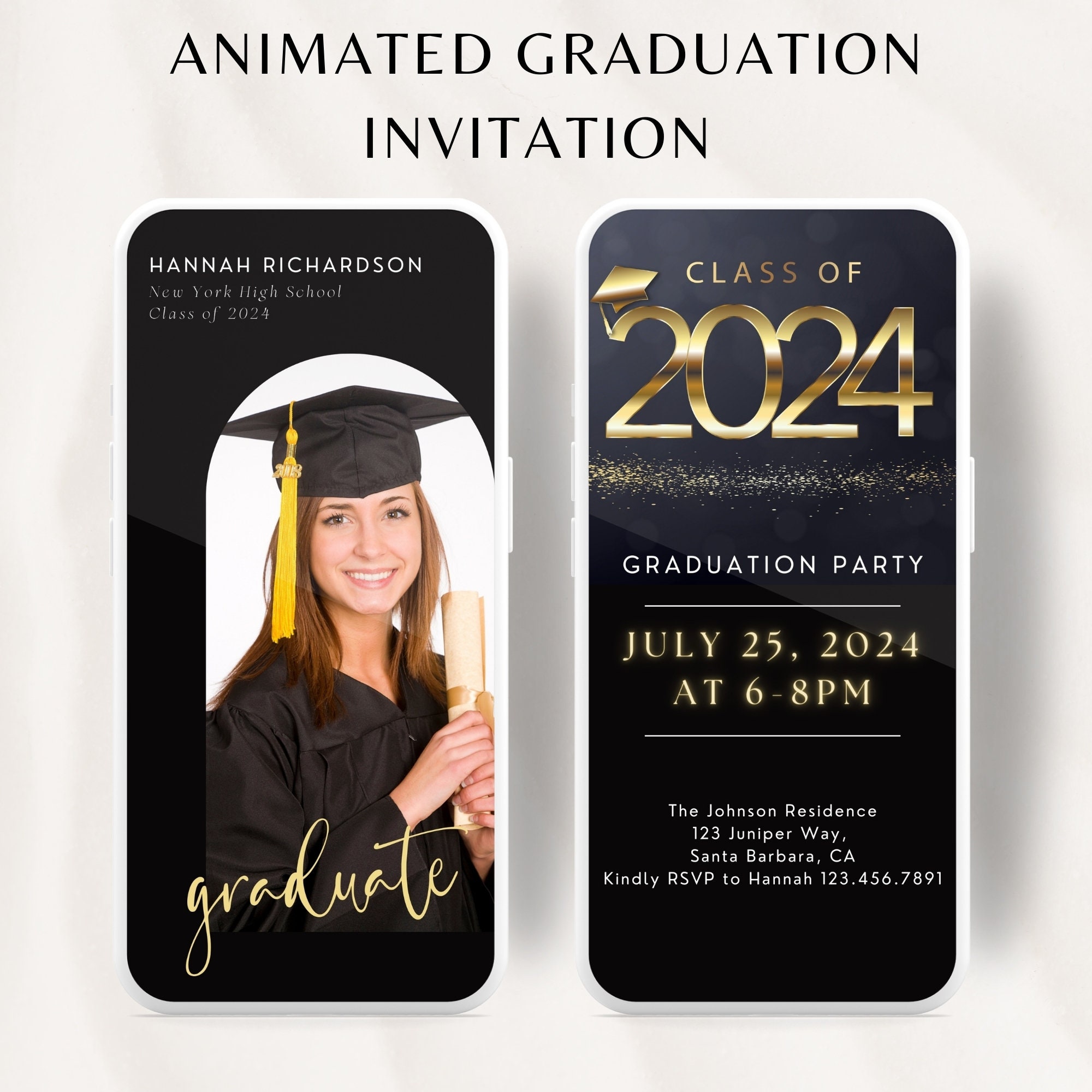 Graduation Party Invitation 2024, Instant Download, Phone Invite Canva ...