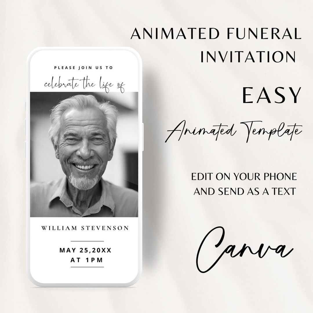 Animate Funeral Electronic Invitation With Photo, in Loving Memory ...