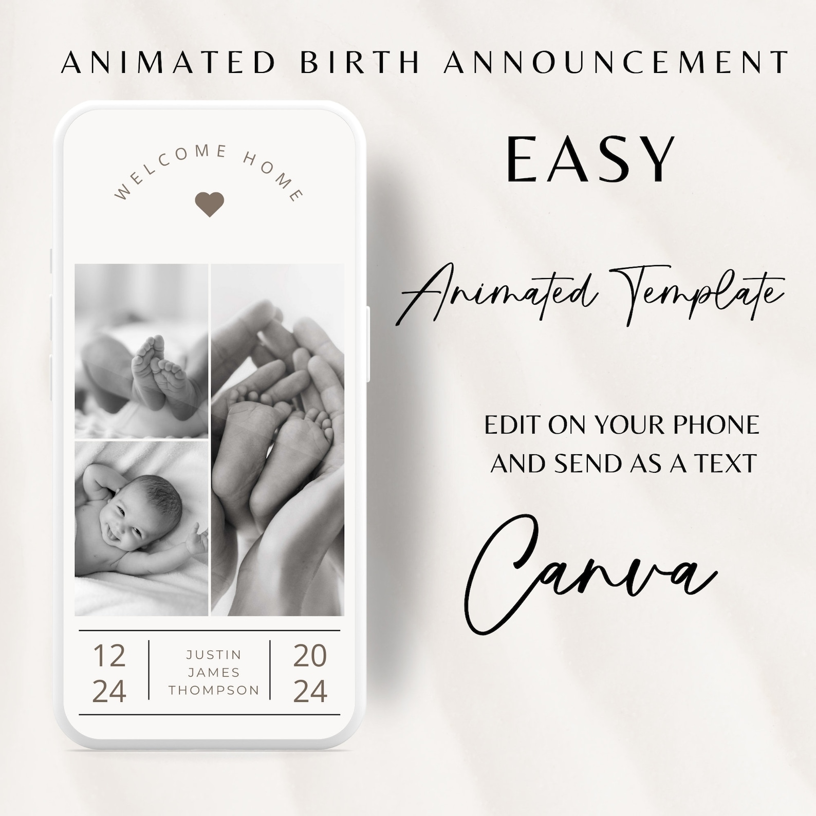 Baby Announcement Animated Digital Video, Birth Announcement ...