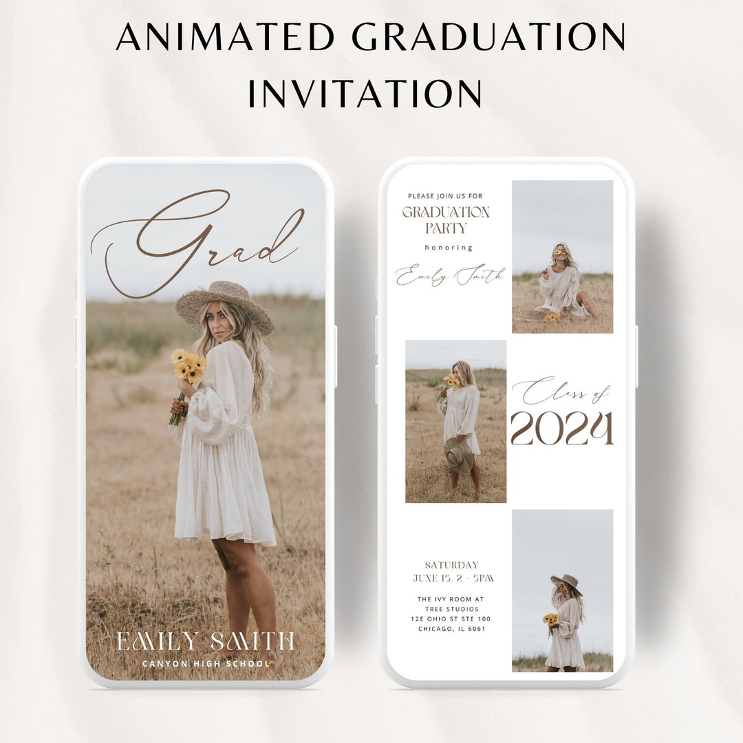 Modern Graduation Video Invitation, Simple Animated Grad Announcement ...