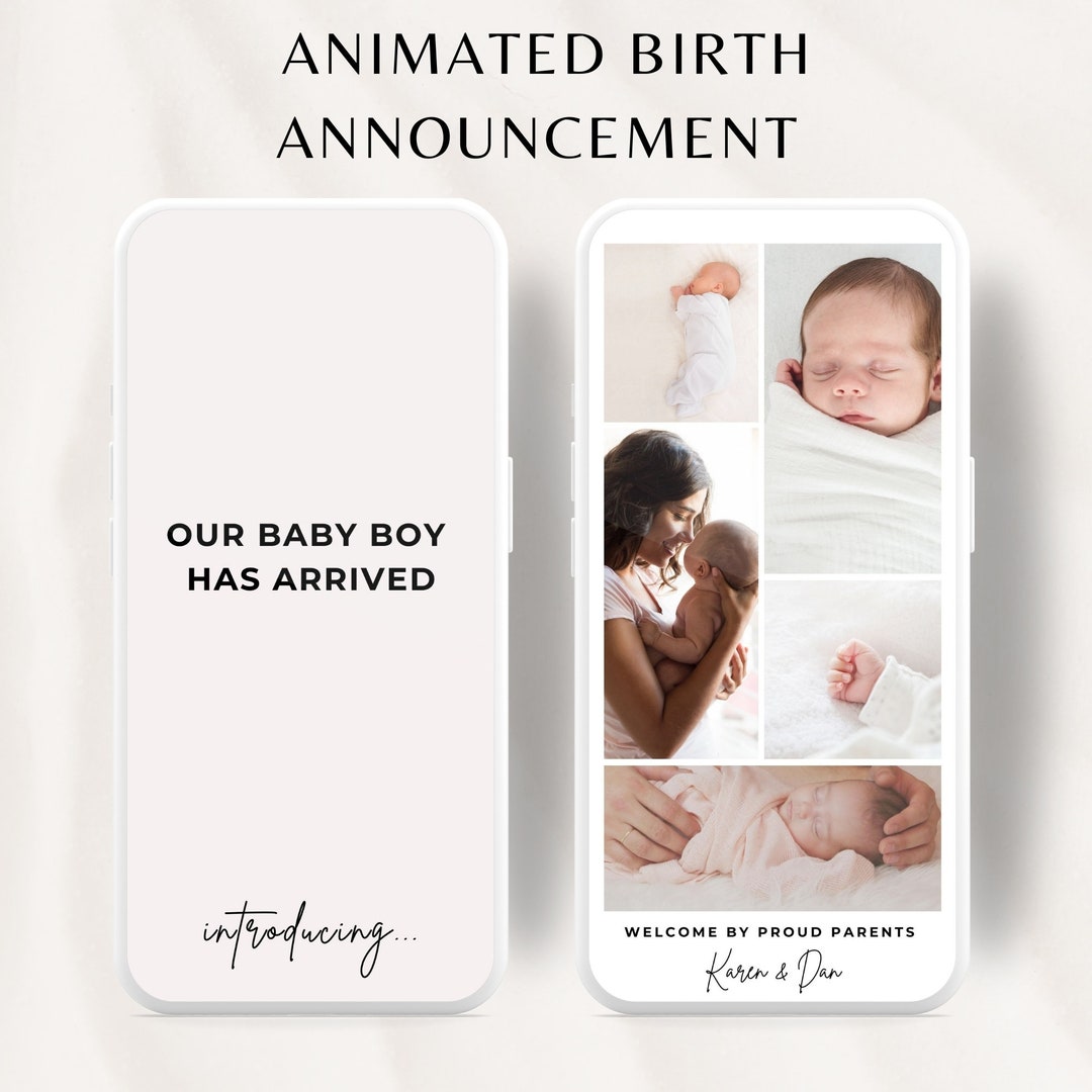 Baby Announcement Animated Digital Video, Birth Announcement ...
