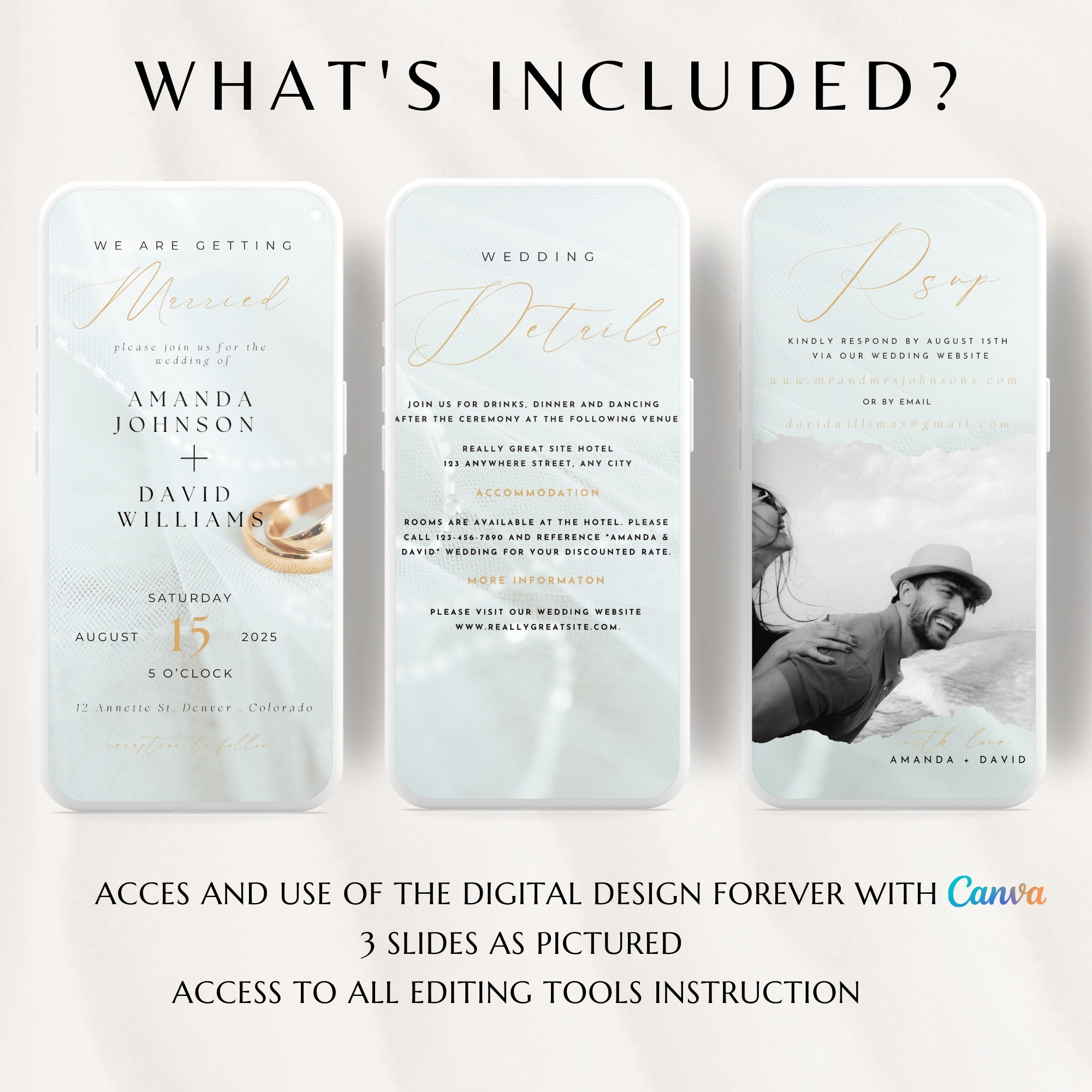 Digital Wedding Invitation Template, Wedding Invitation With Photo ...