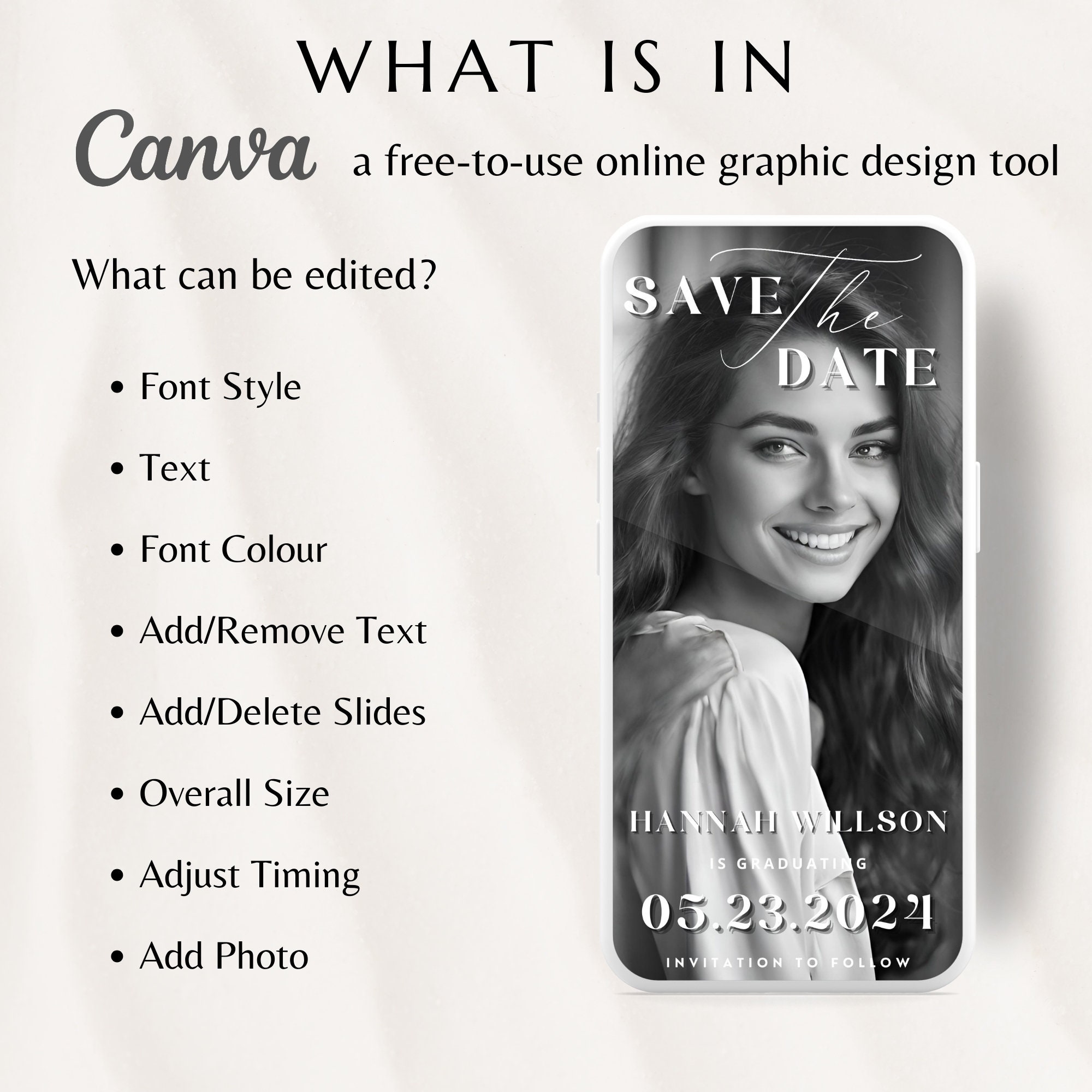 Graduation Save the Date Template, Save the Date Text Message, Animated ...