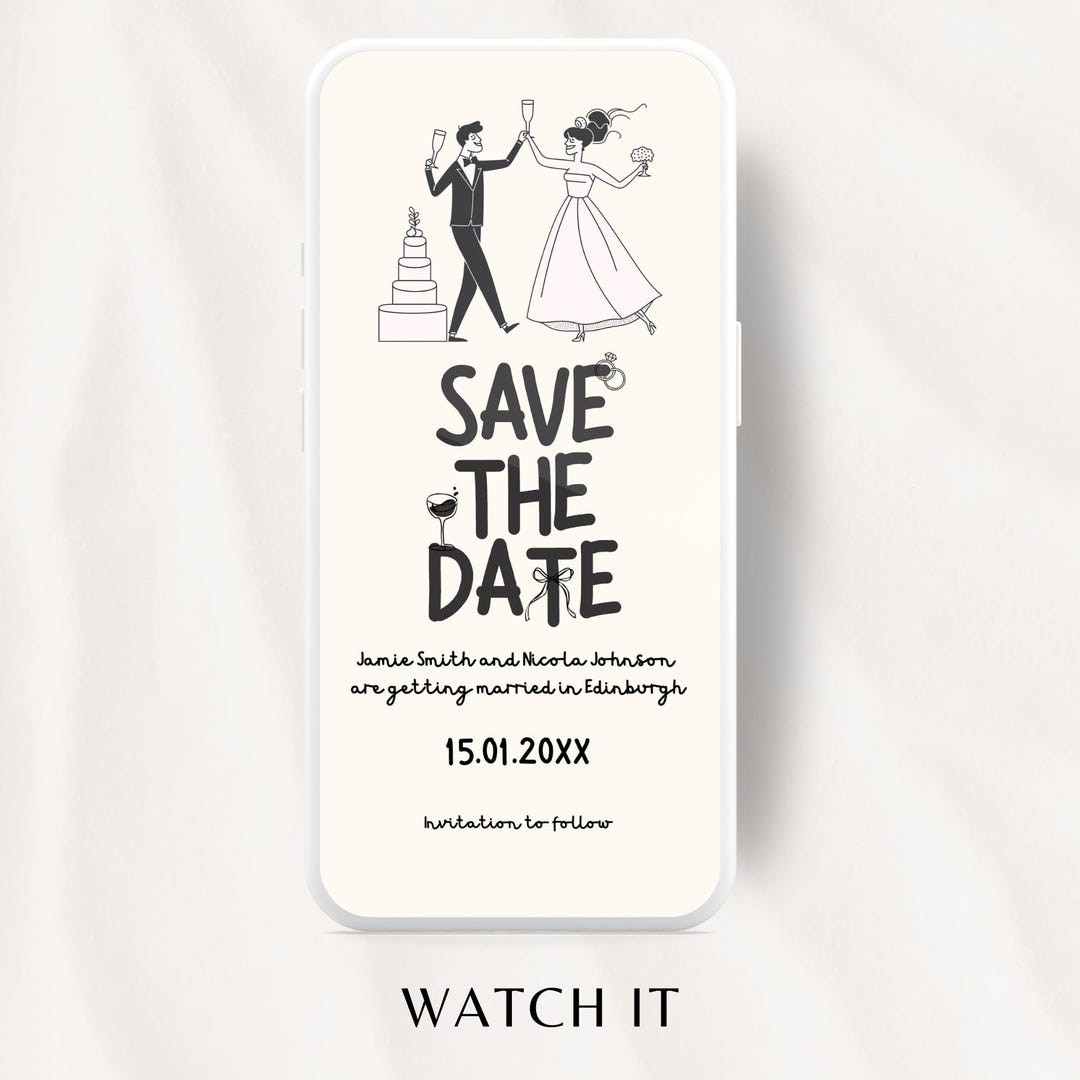 Animated SAVE THE DATE Template | Wedding Invitation | Hand Drawn ...