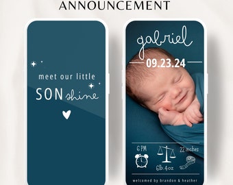 Baby Announcement Animated Digital Video, Birth Announcement ...