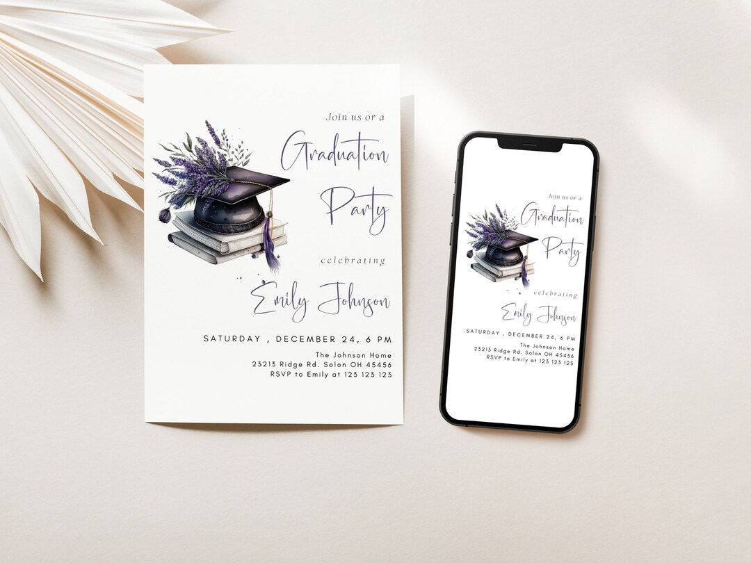 Graduation Party Invite Template, Modern Graduation Invitation, Grad ...