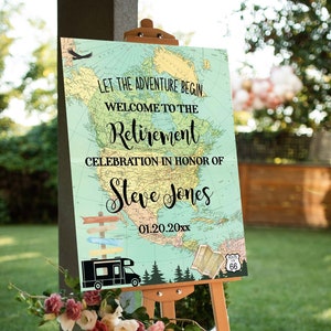 Trave Themed Welcome Sign Retirement Travel Theme Printable Sign Around ...