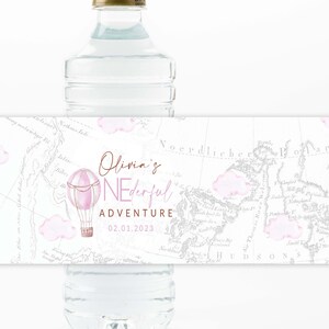 Printable Water Bottle Label Template Onederful Travel Theme 1st ...