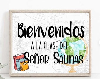Editable Spanish Teacher Classroom Door Sign Bienvenidos Classroom ...