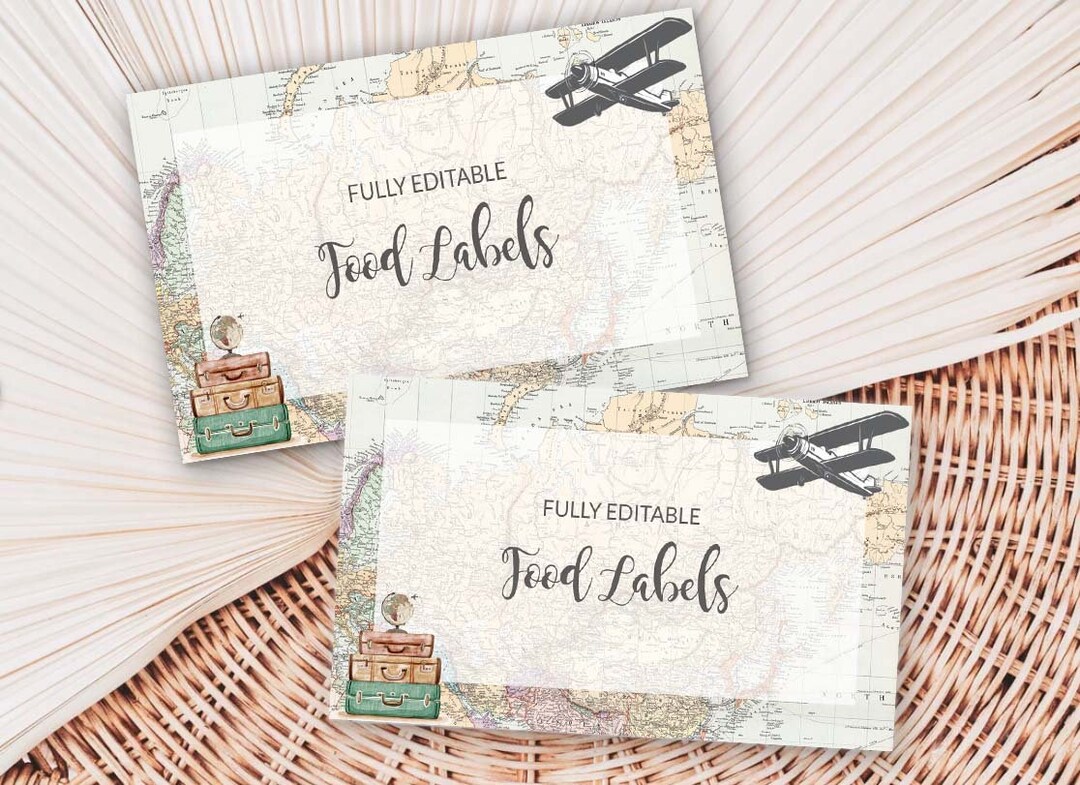 Editable Travel Theme Labels Adventure Awaits Food and Drink Tags Place ...