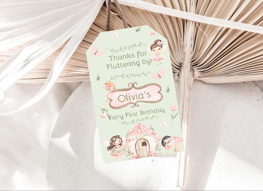 Editable Fairy First Birthday Party Tags Magical Woodland Party ...
