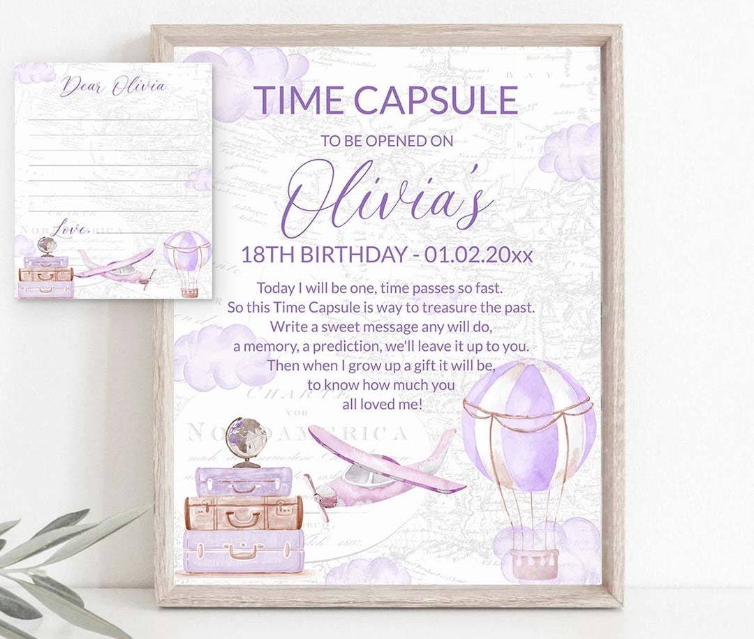 Time Capsule Girl Onederful Birthday Printable Sign 1st Birthday Around ...