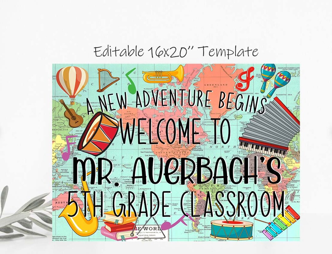 Editable Music Teacher Classroom Door Sign Music Room Poster Custom ...