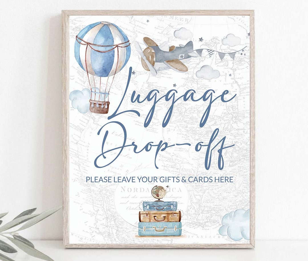 Luggage Drop off Sign Gifts & Book Printable Poster Travel Themed Baby ...