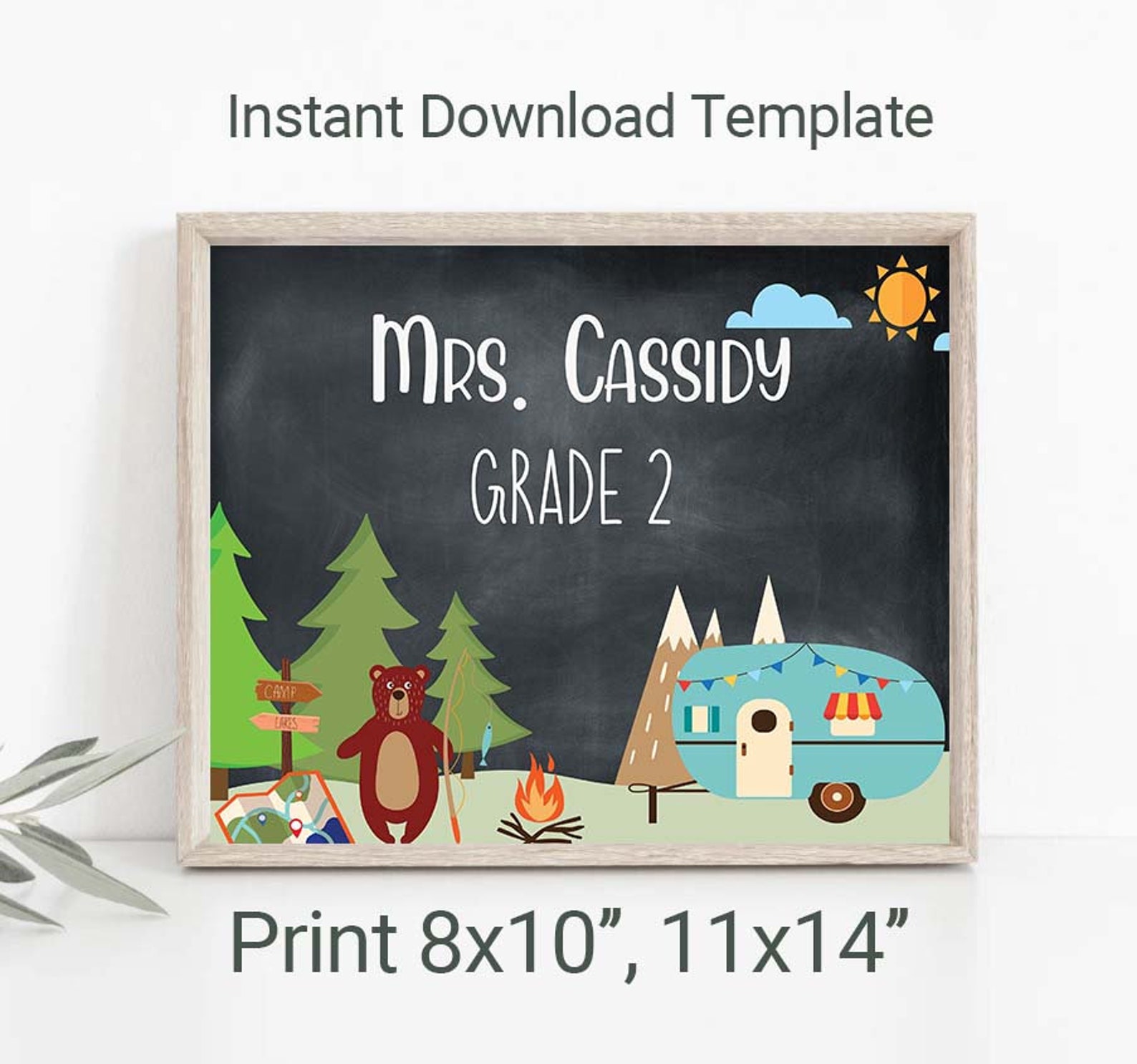 Editable Camp Theme Classroom Door Sign Camping Outdoor Adventure ...