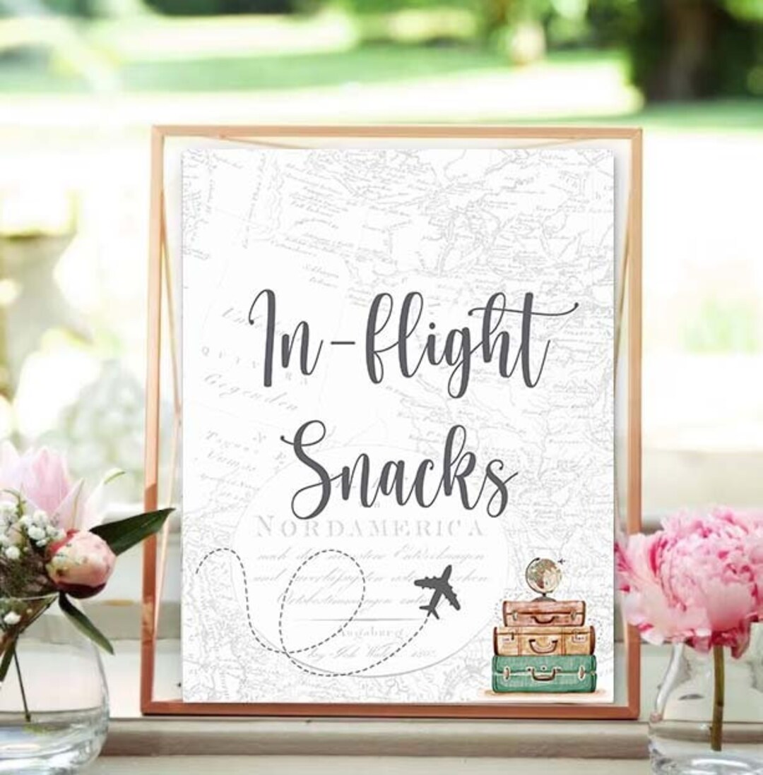 In Flight Snacks Sign Bridal Shower Traveling From Miss to Mrs ...