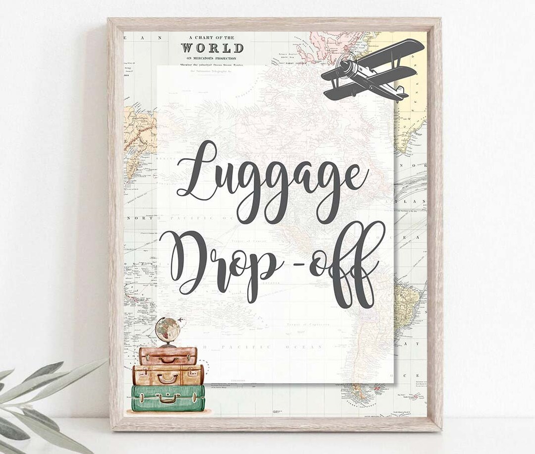 Luggage Drop off Sign, Travel Theme Baby Shower, Adventure Baby Shower ...