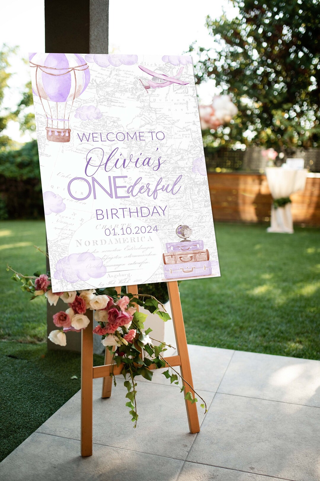 Welcome Sign First Birthday Printable Sign, 1st Birthday Poster Travel ...
