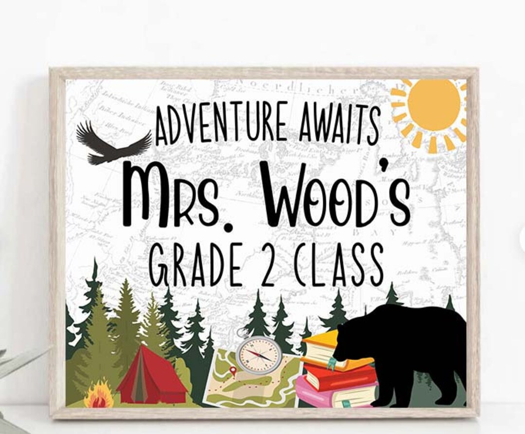 Editable Adventure Classroom Door Sign World Map Customized Teacher ...