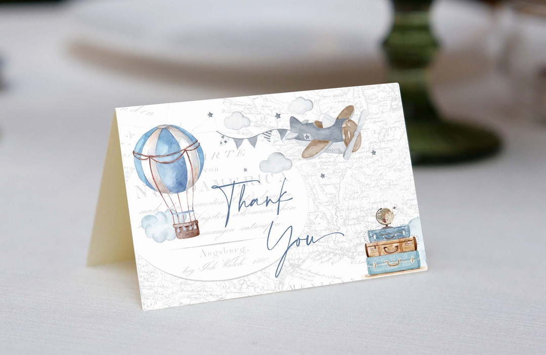 Printable Travel Thank You Card Baby Shower Thankyou Note Adventure ...