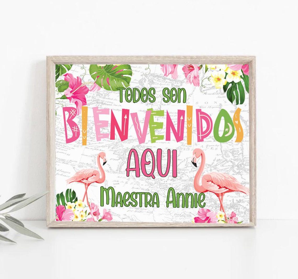 Spanish Teacher Classroom Door Sign Bienvenidos Classroom Decor Custom ...
