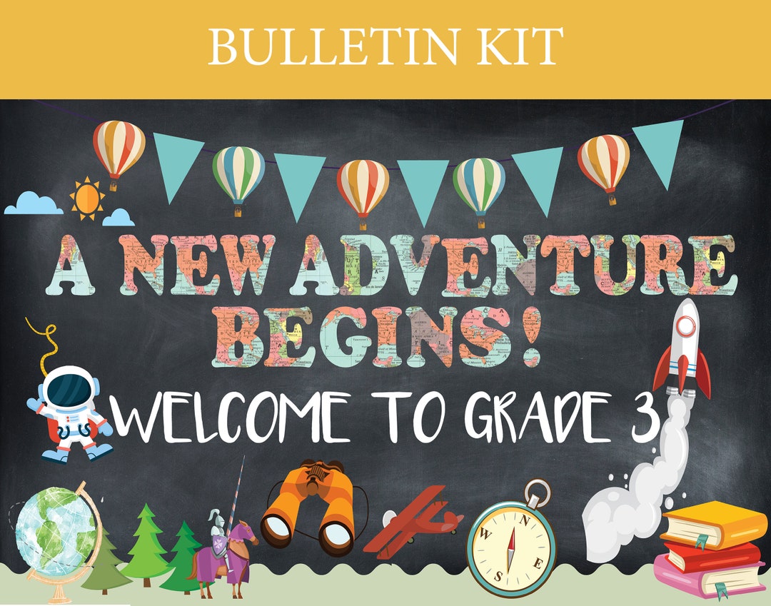 Adventure Awaits Bulletin Board Printable Cutouts Printable Travel ...