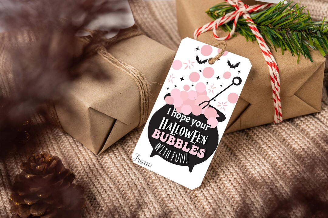 Halloween Bubble Gift Tag Cauldron Halloween Gift Tag Download Bubbles ...