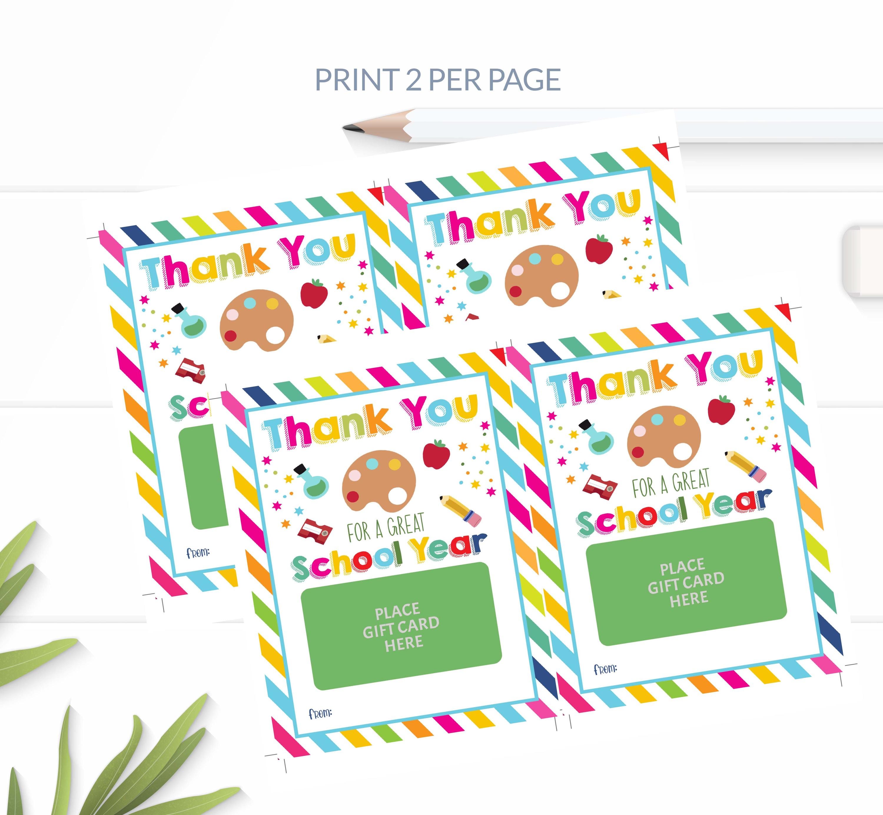 End of Year Teacher Gift Card Holder Printable Teacher Appreciation ...
