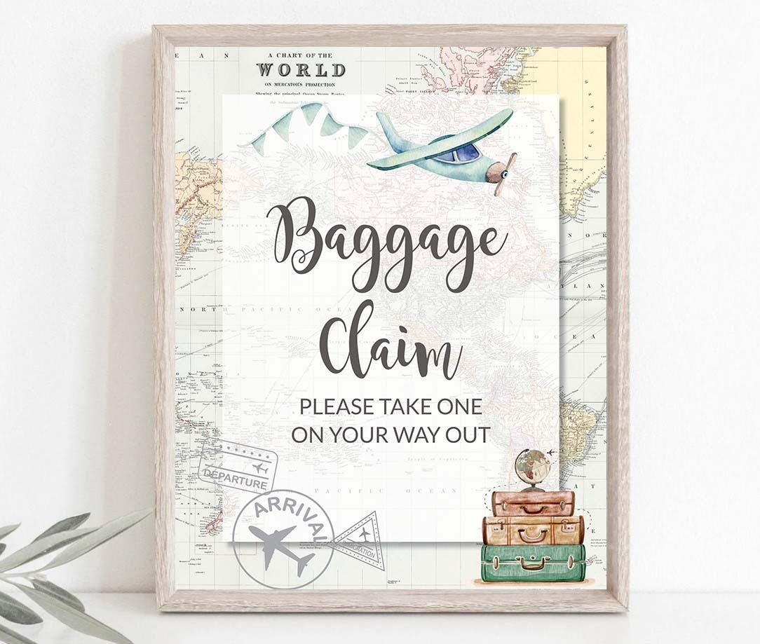 Baggage Claim Sign Printable Travel Theme Baby Shower Adventure Awaits ...