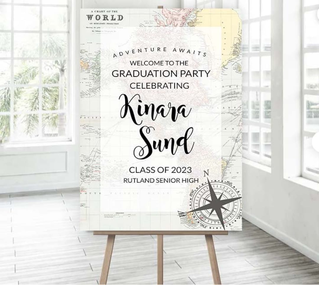 Welcome Sign Graduation Travel Theme Printable Sign Around the World ...