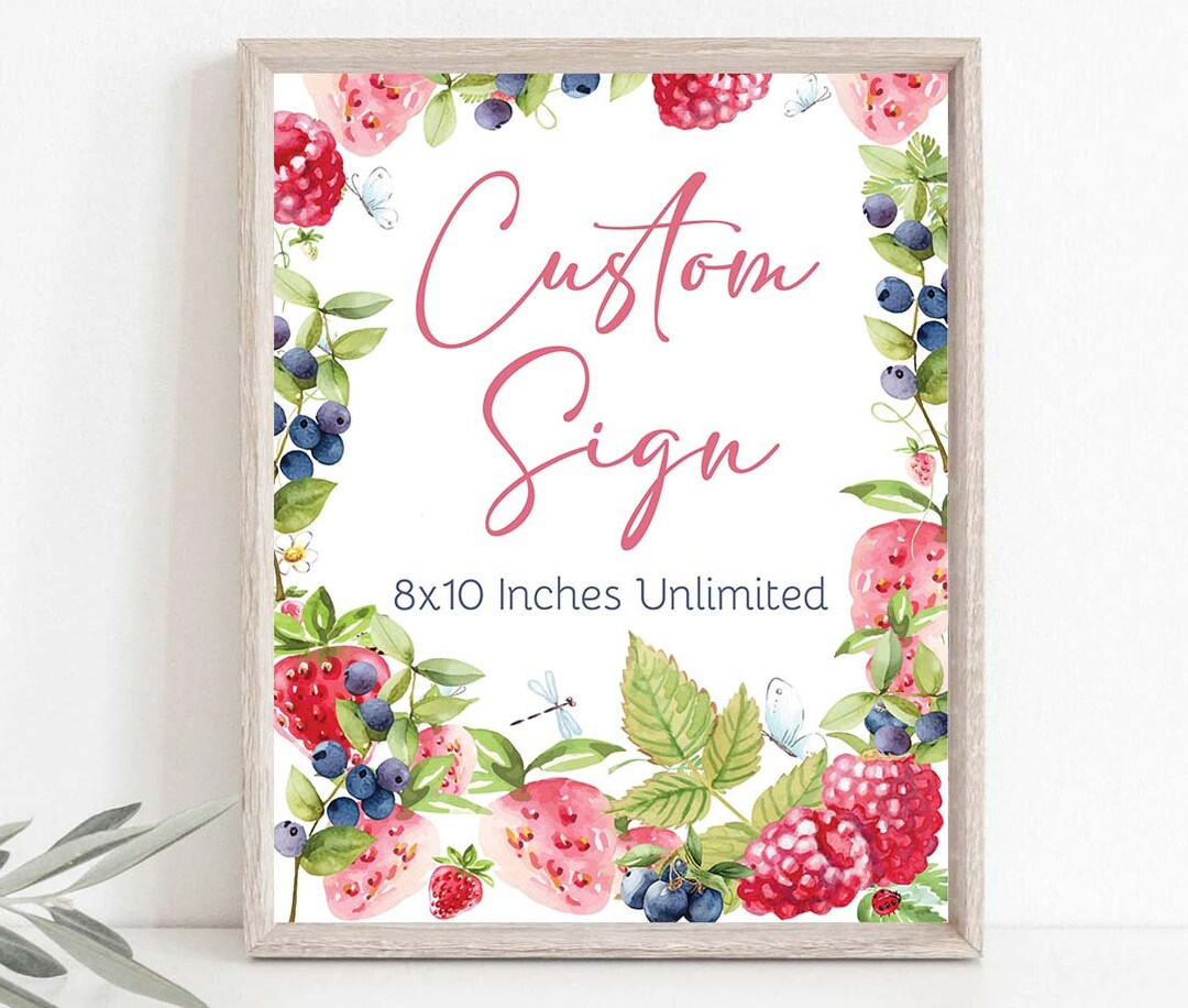 Editable Custom Sign Strawberry Party Sign Strawberry Birthday Sign ...