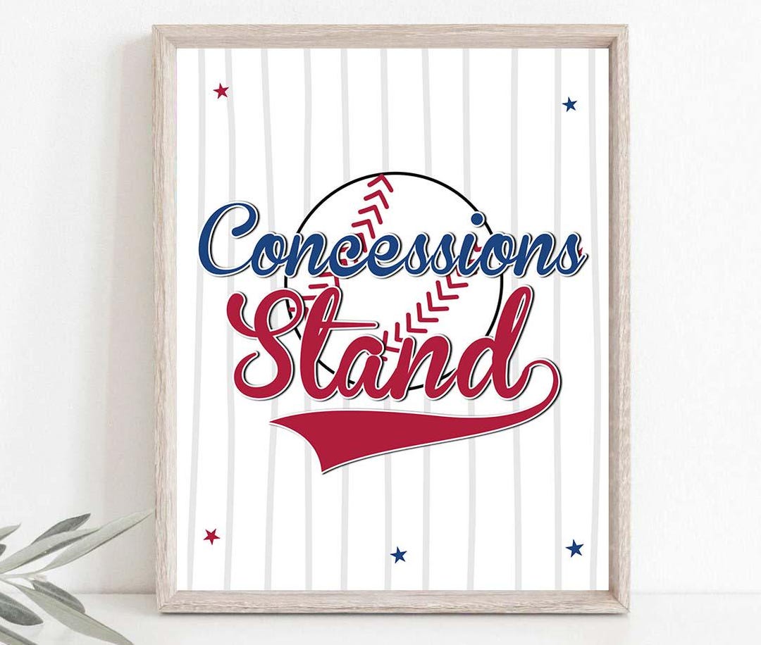 Concession Stand Baseball Sign Baseball Birthday Baby Shower Party Food ...